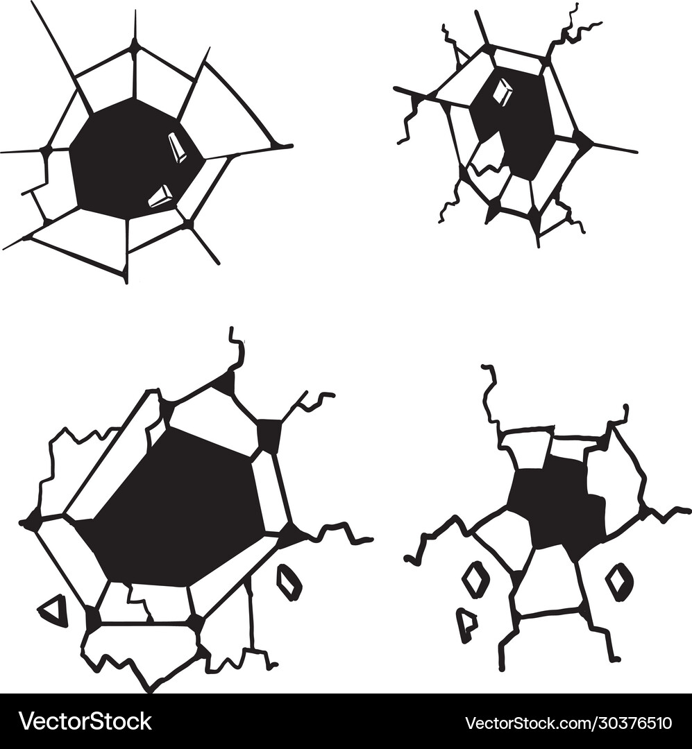 Hand drawn doodle crack element with cartoon art Vector Image