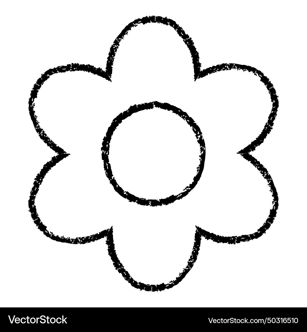 Hand-drawn flower flat icon isolated on white Vector Image