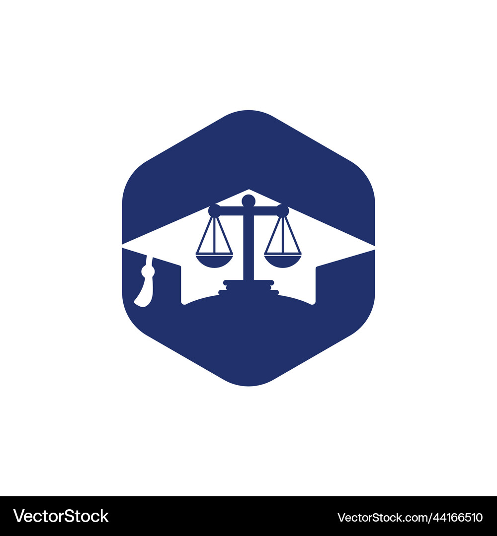 Law scale with graduation cap icon logo design Vector Image