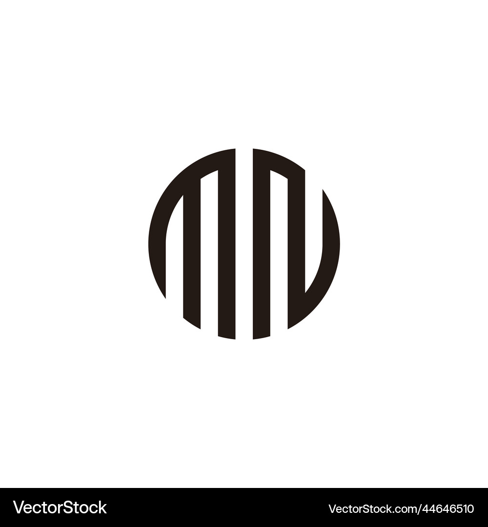 Letter mn circle stripe geometric symbol simple Vector Image