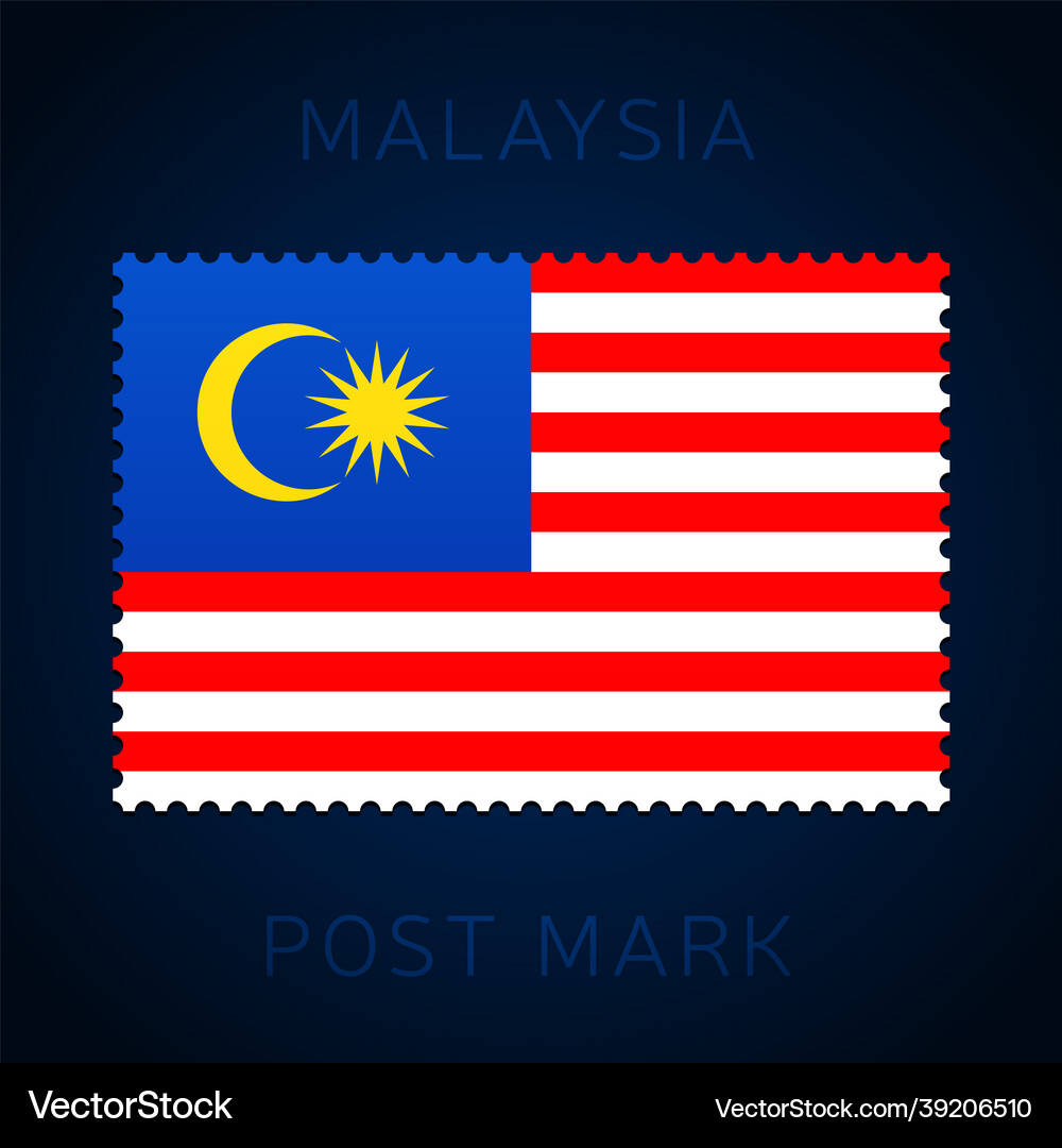 Malaysia postage mark national flag stamp Vector Image