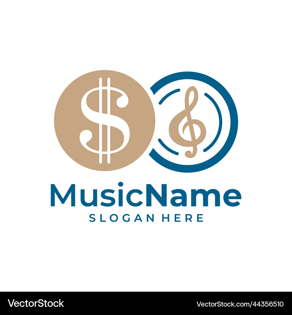 Money music logo design template Royalty Free Vector Image