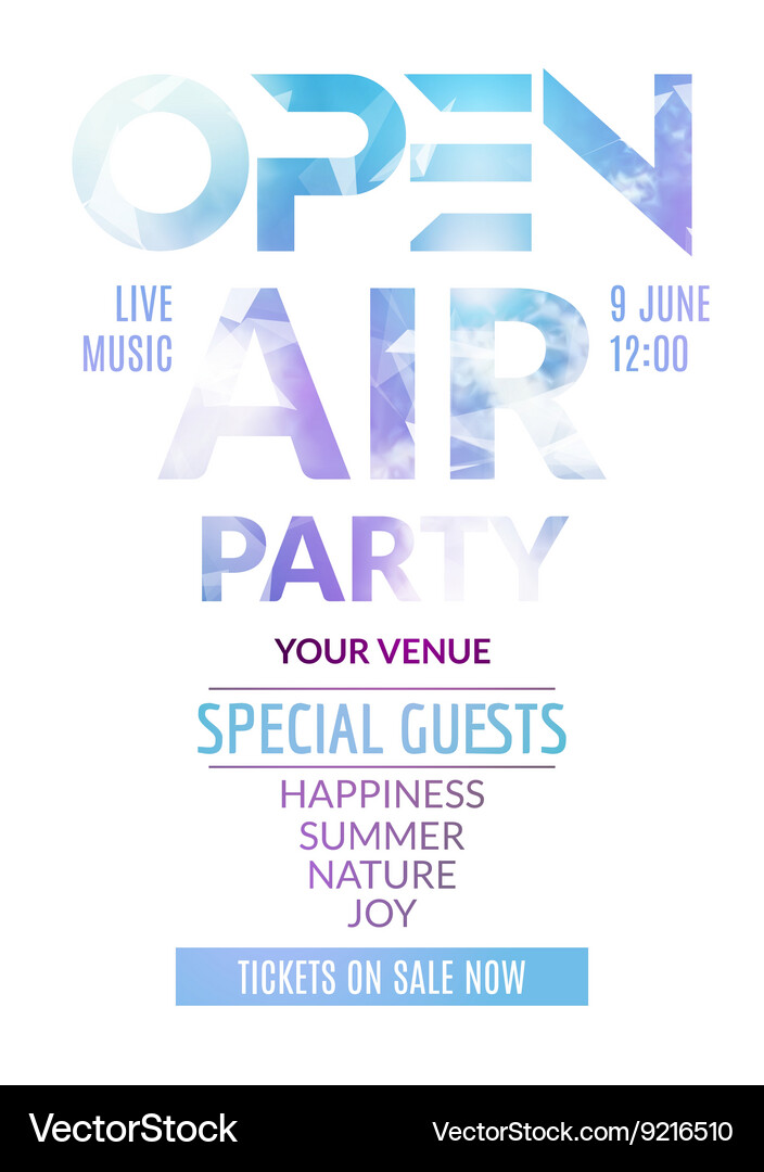 Open air party template design air poster Vector Image