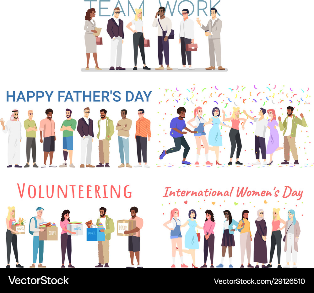People celebrating events banners templates set Vector Image