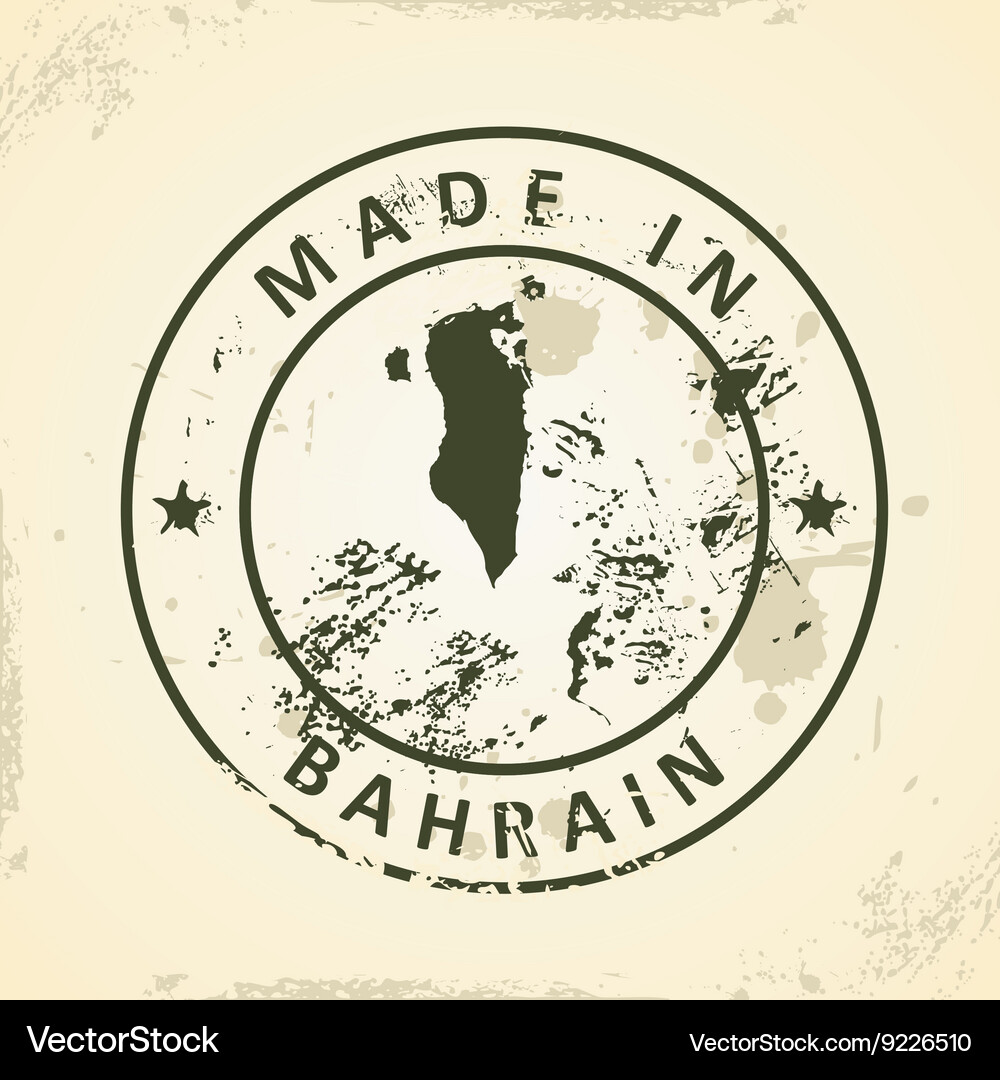Stamp with map of bahrain Royalty Free Vector Image
