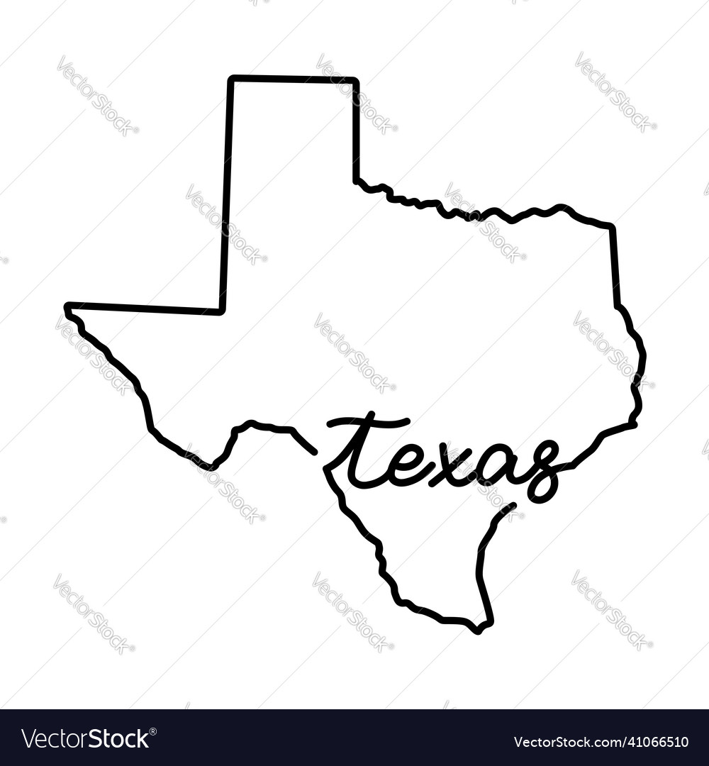 Texas us state outline map with the handwritten Vector Image