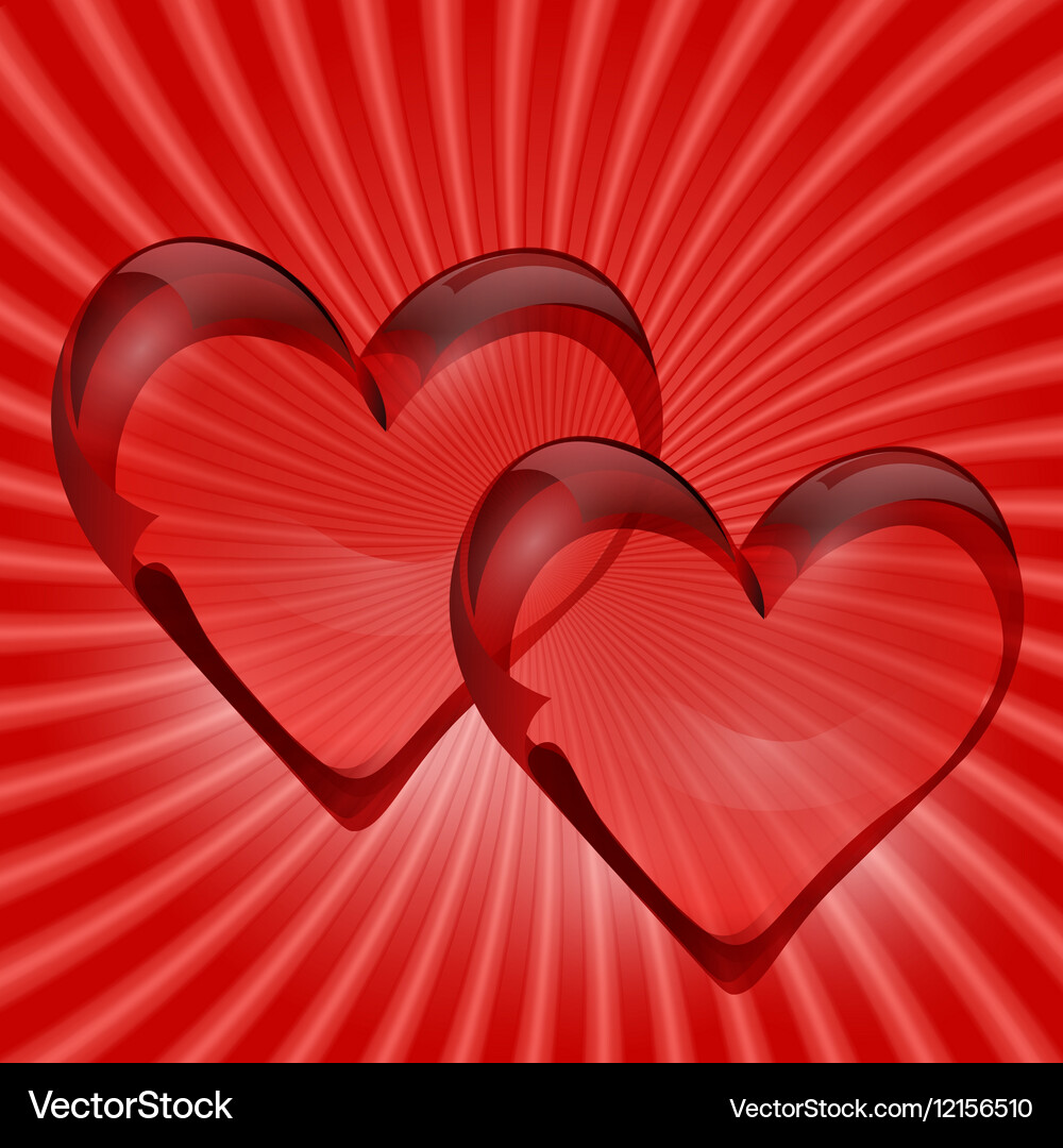 Two transparent hearts in rock crystal Royalty Free Vector