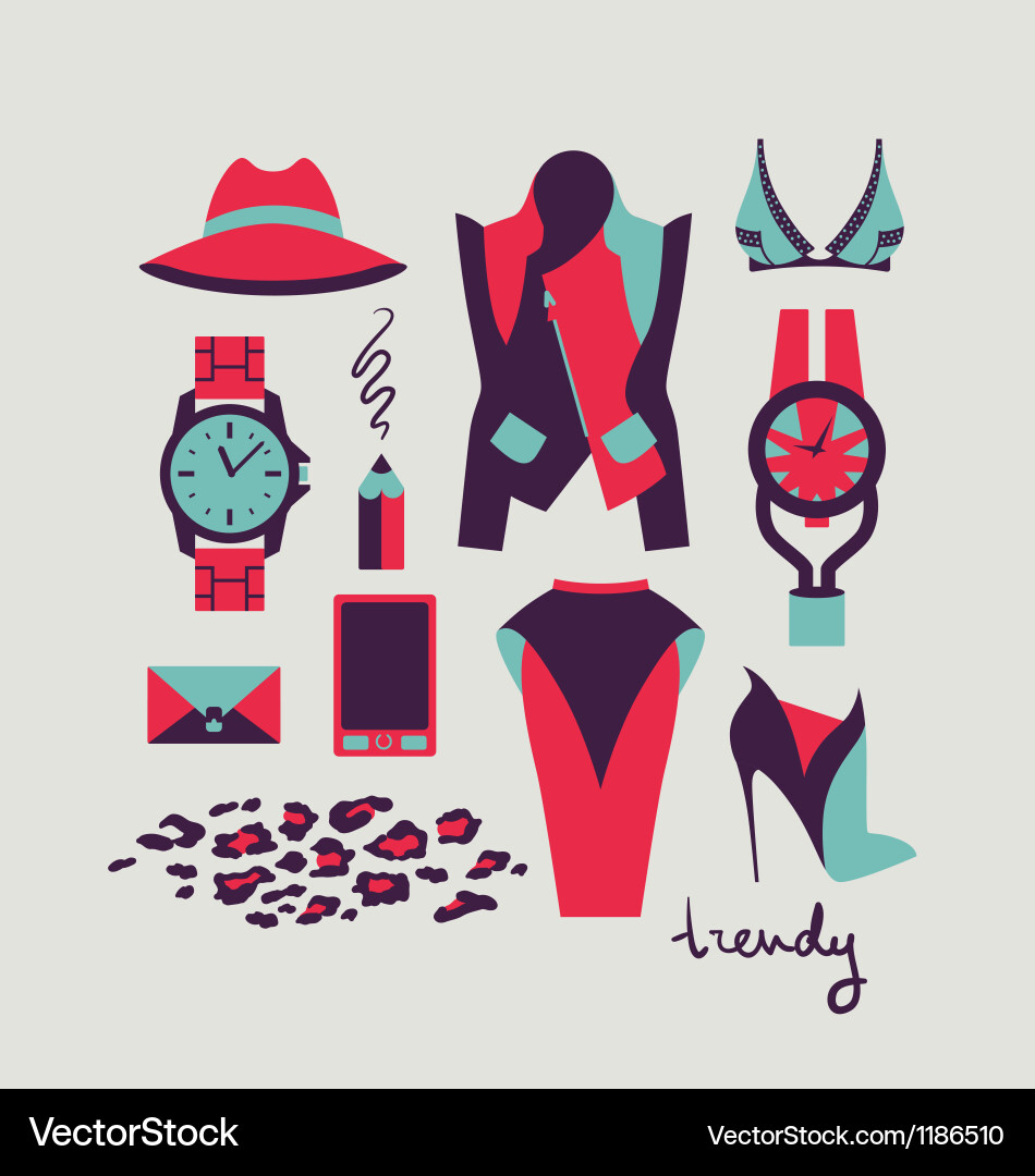 Woman clothes and accessories Royalty Free Vector Image