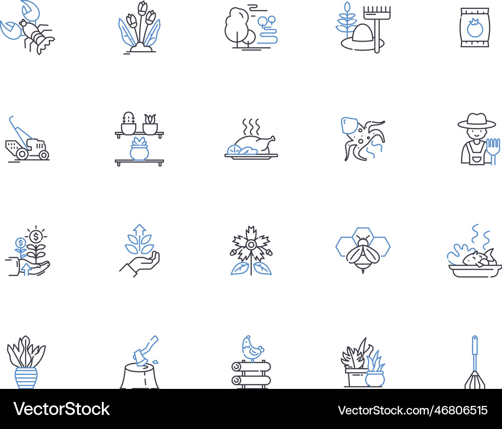 Agriscience line icons collection agronomy Vector Image