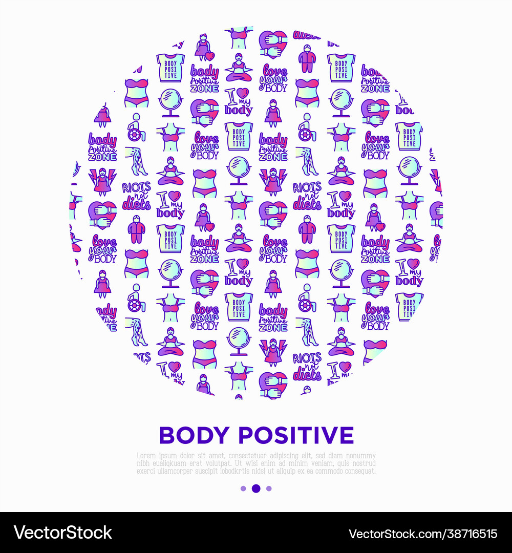 Body positive concept in circle with thin line Vector Image