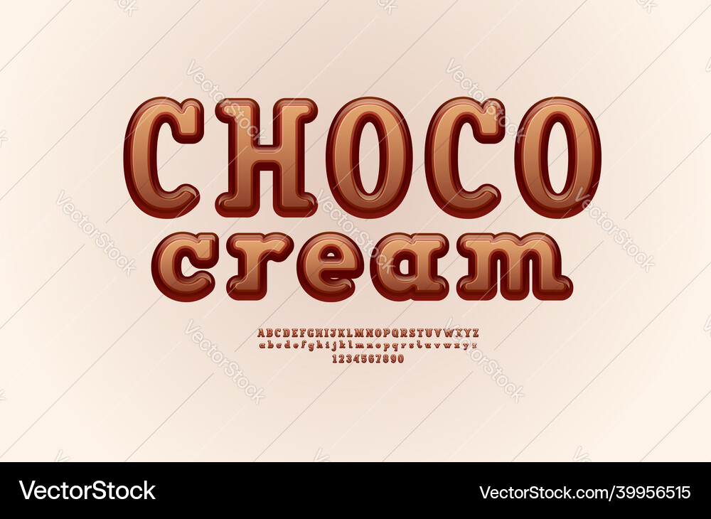 Chocolate 3d font alphabet in the choco style Vector Image