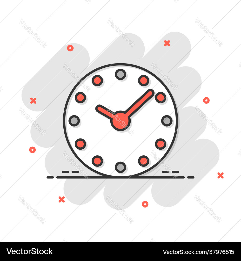 Clock icon in comic style watch cartoon on white Vector Image