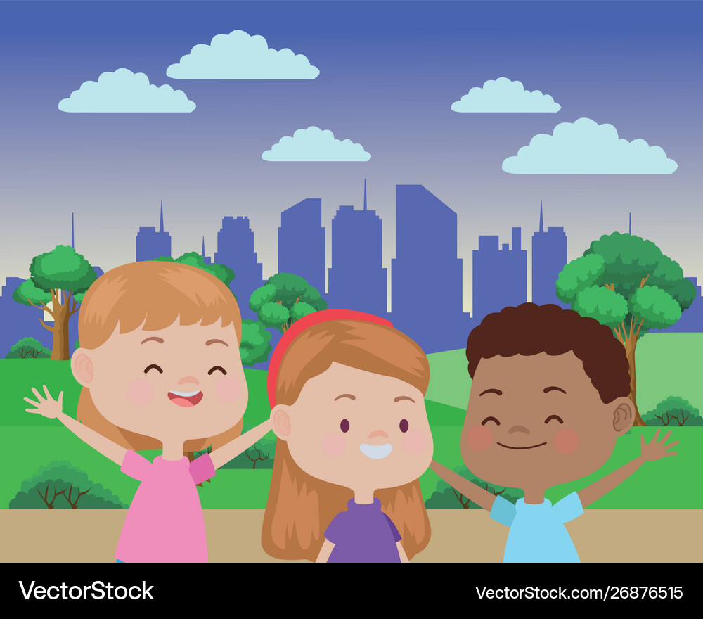 Cute happy kids having fun Royalty Free Vector Image