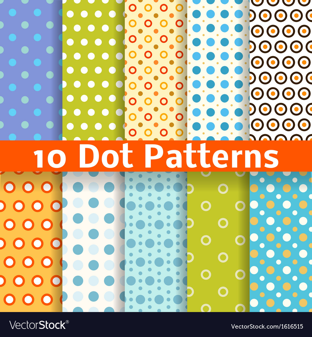 Different dot seamless patterns tiling Royalty Free Vector