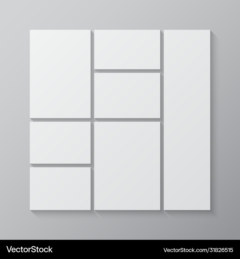 Empty collage board seven images photo Royalty Free Vector