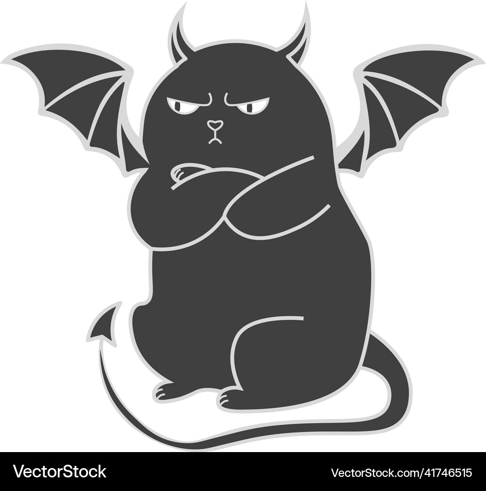 Funny animal character angry fat cat with devil Vector Image