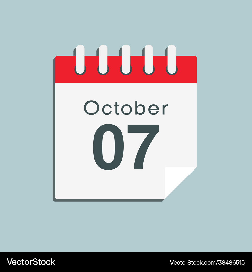 Icon day date 7 october template calendar page Vector Image