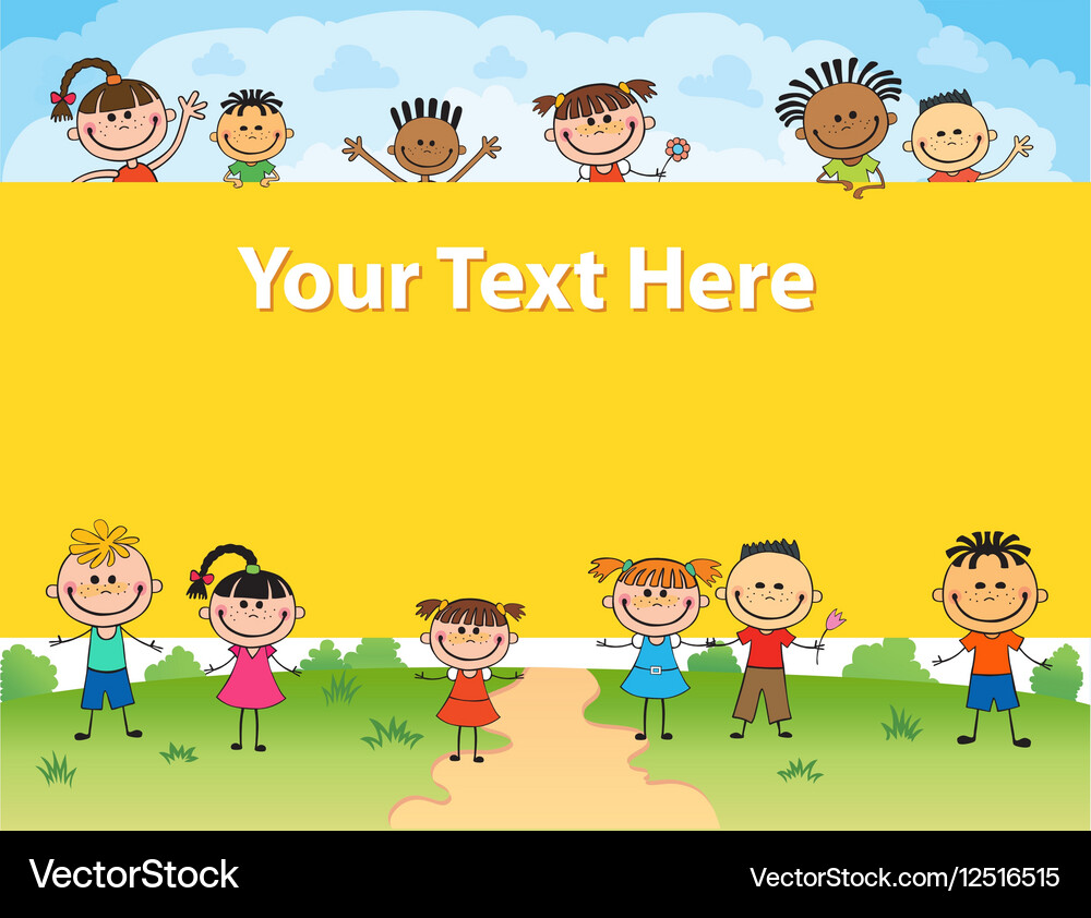 Kids bunner around square banner Royalty Free Vector Image