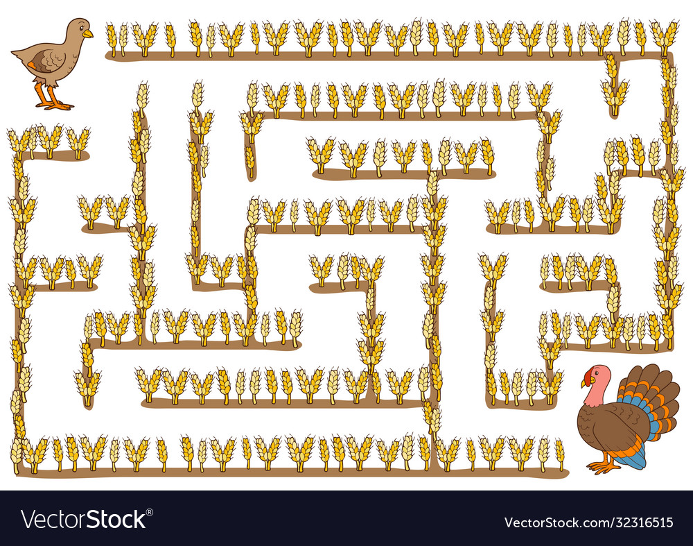 Maze game for children turkey Royalty Free Vector Image
