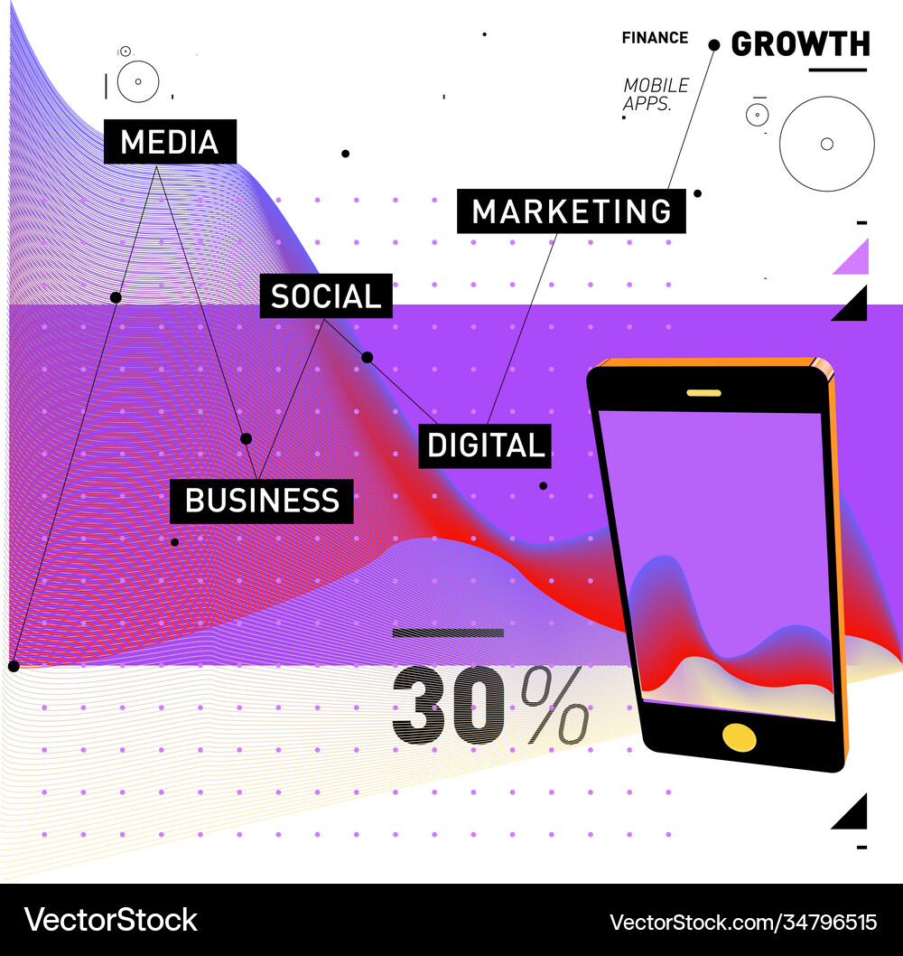 Mobile apps digital marketing smart phone Vector Image
