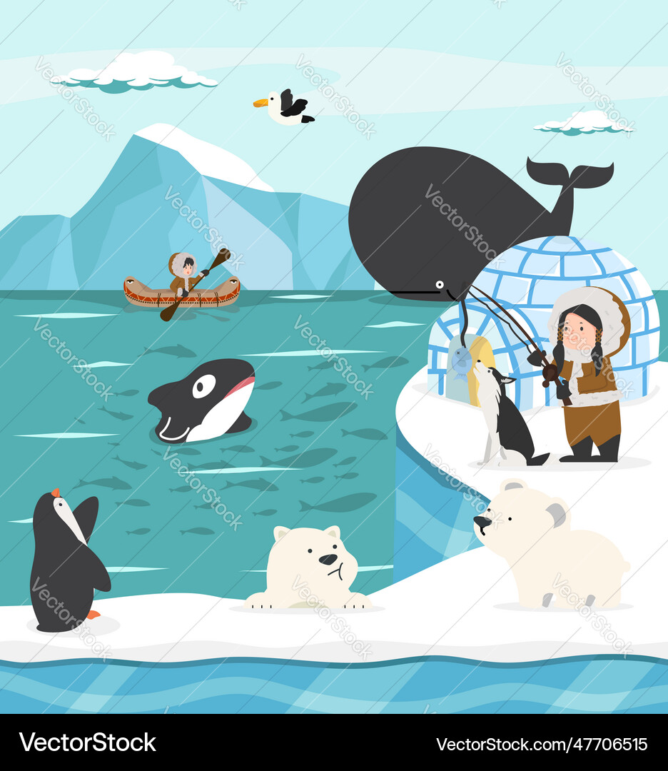 North pole arctic antarctica scene Royalty Free Vector Image