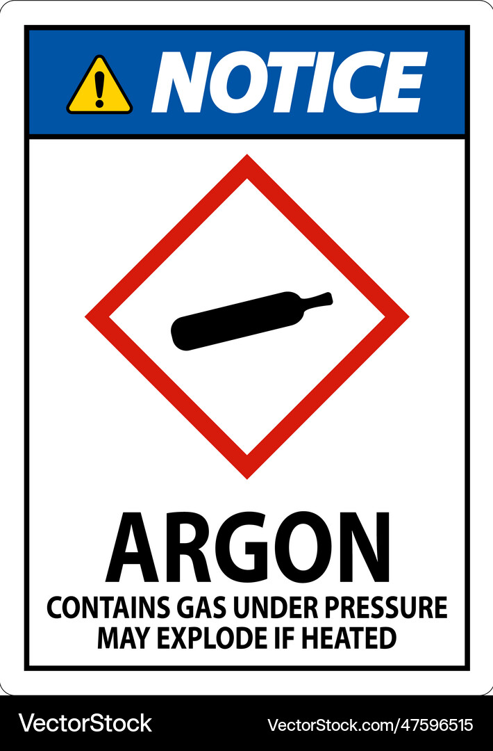 Notice argon ghs sign on white background Vector Image
