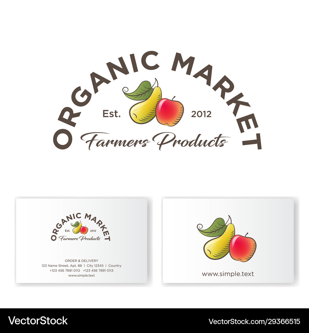Organic Fruit Market Logo Royalty Free Vector Image