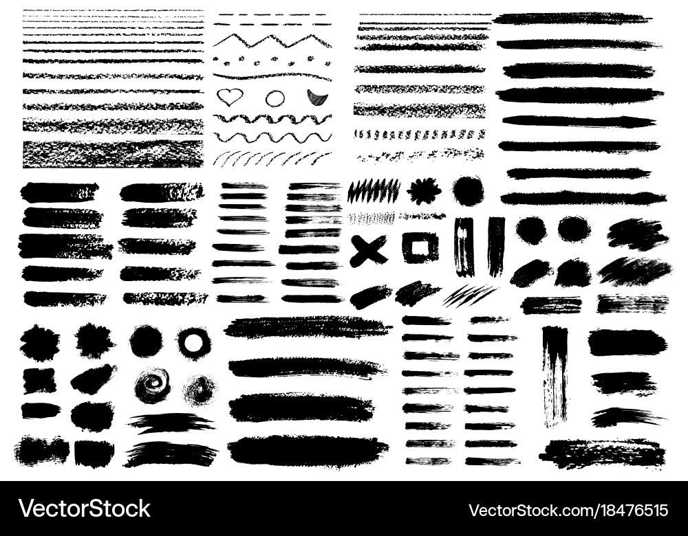 Painted grunge stripes set black labels Royalty Free Vector