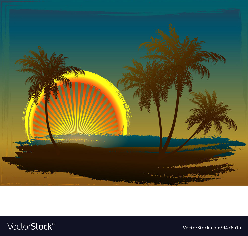 Palm trees in sun Royalty Free Vector Image - VectorStock