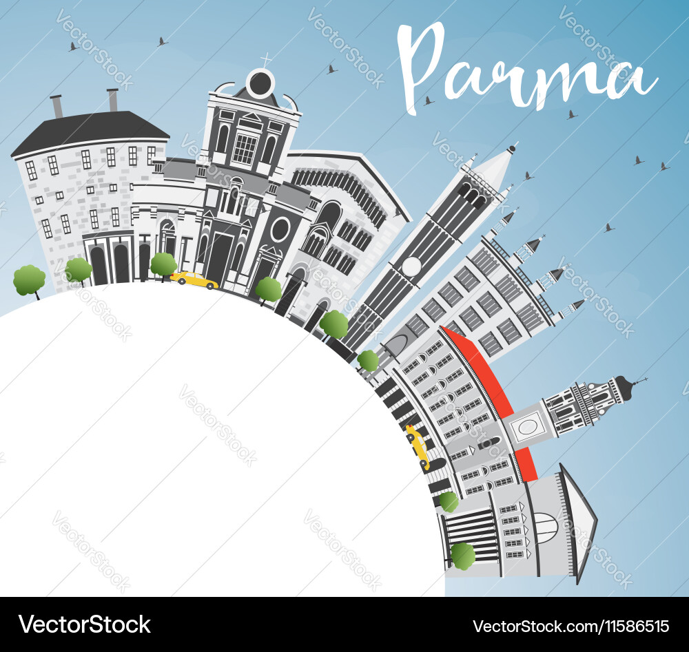 Parma skyline with gray buildings Royalty Free Vector Image