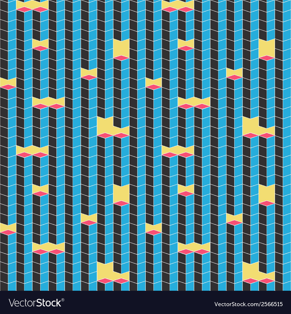 Pixel cube shapes seamless pattern Royalty Free Vector Image