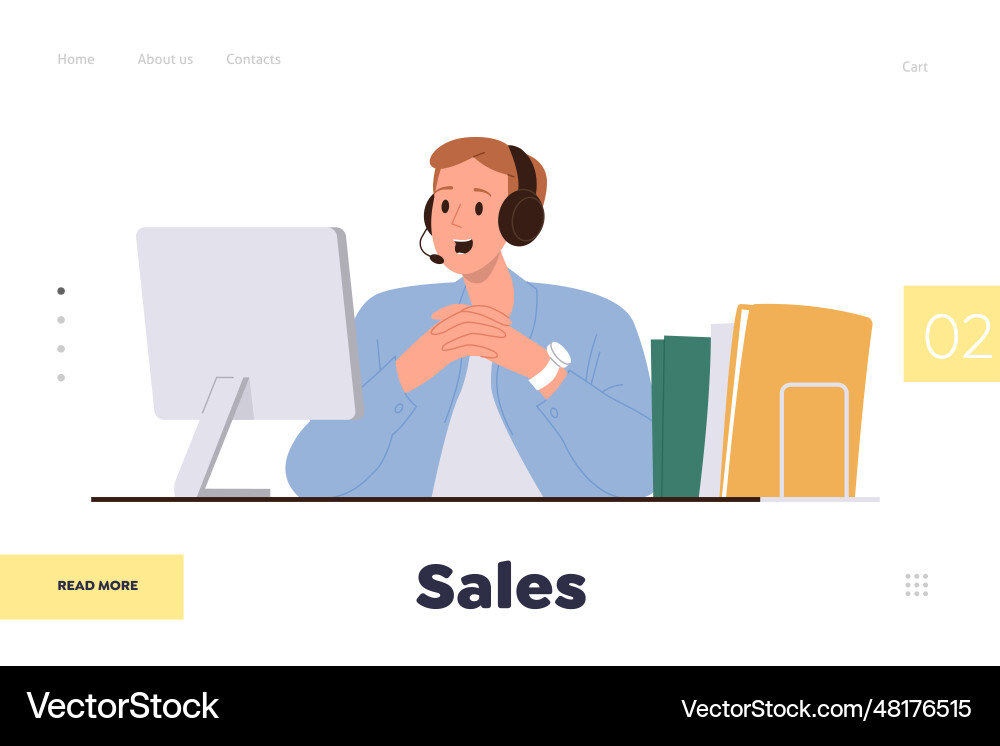 Sales service landing page design template Vector Image