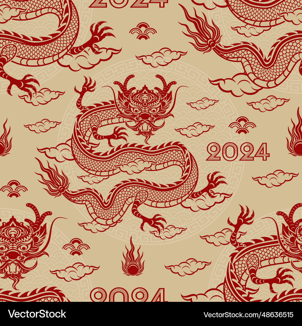 Seamless pattern with asian elements for happy Vector Image