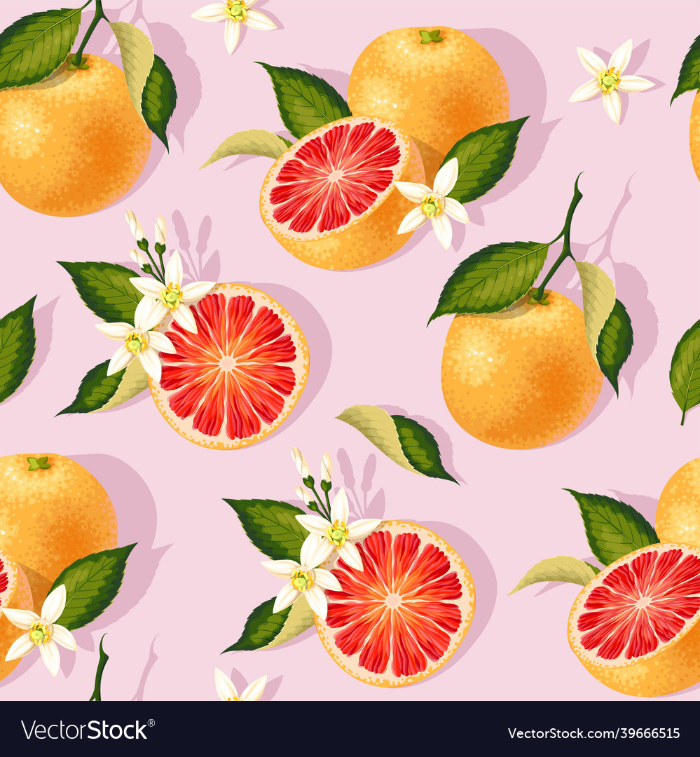Seamless pattern with grapefruit and leaf Vector Image