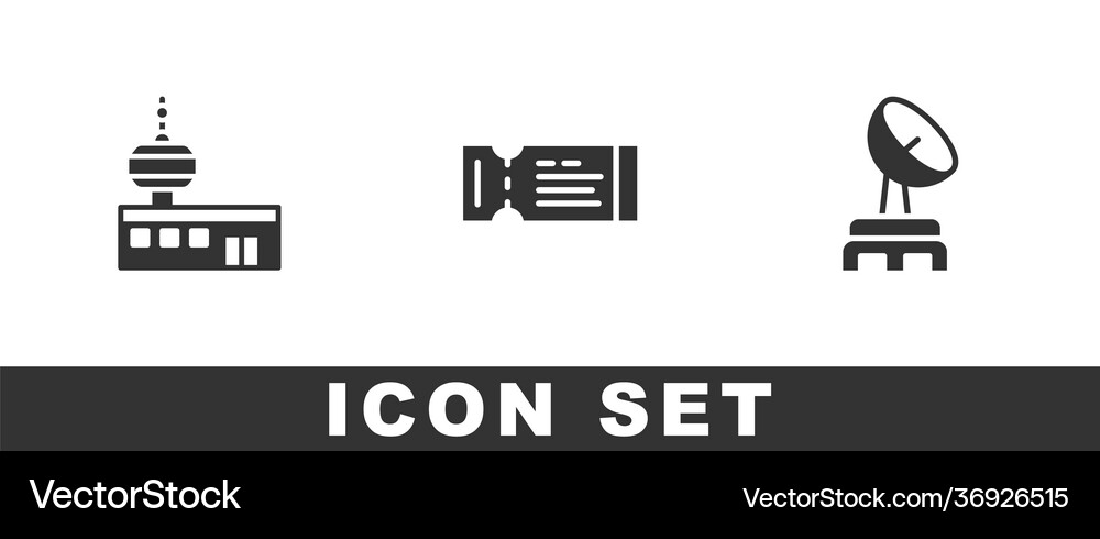 Set airport control tower airline ticket Vector Image