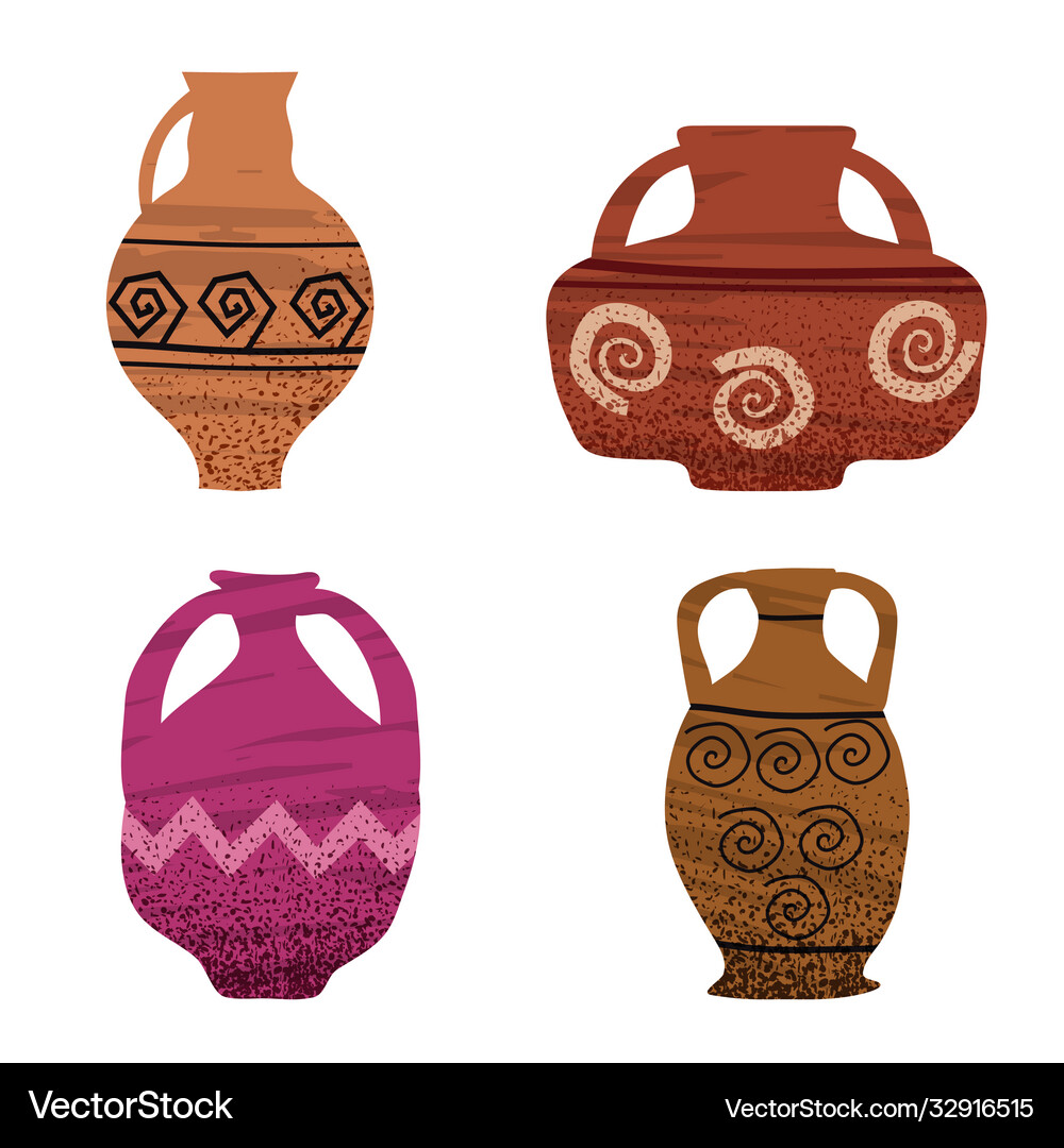 Set trendy vases abstract contemporary shape Vector Image