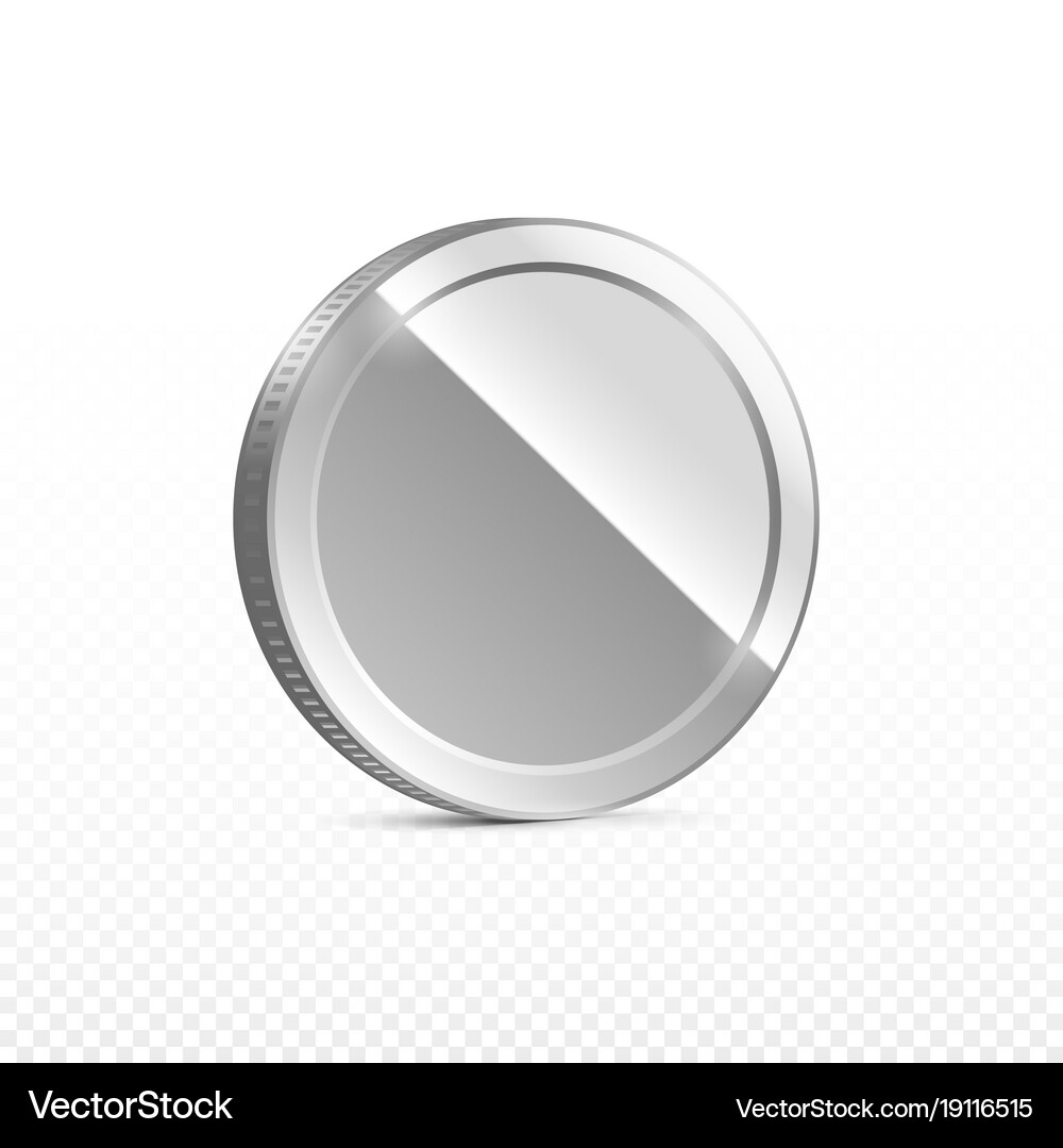 Silver coin isolated on transparent in different Vector Image