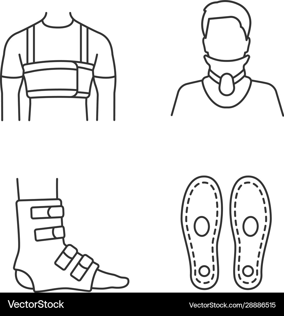 Trauma treatment linear icons set Royalty Free Vector Image