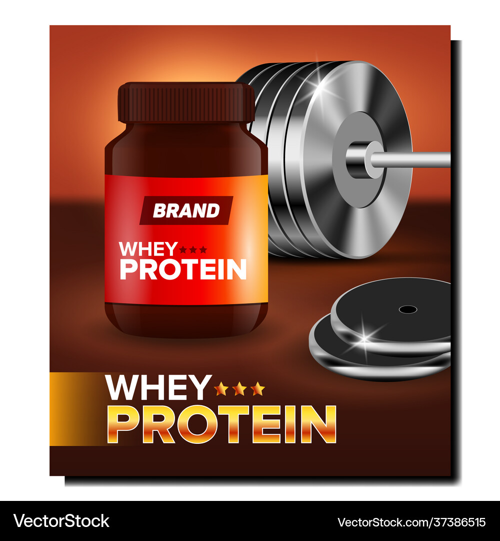 Whey protein creative promotional banner Vector Image