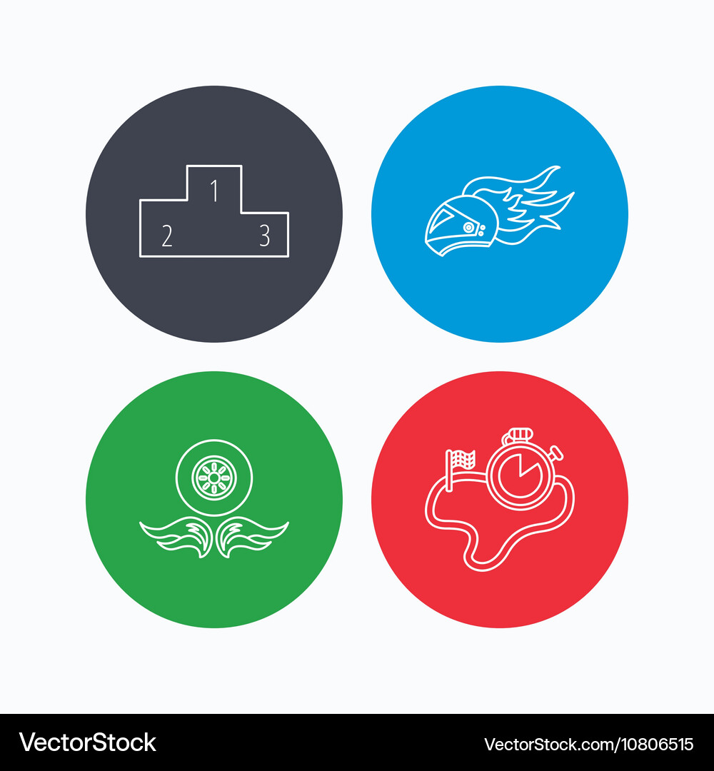 Winner podium race timer and wheel on fire Vector Image