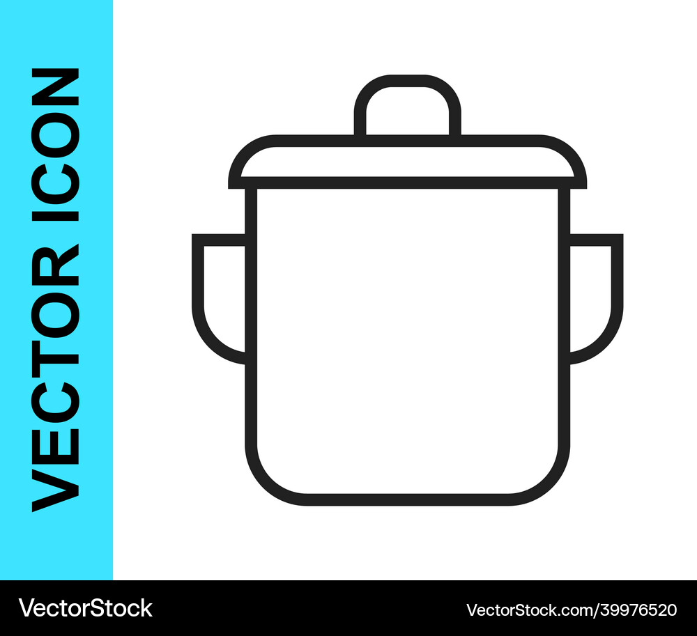 Black line cooking pot icon isolated on white Vector Image