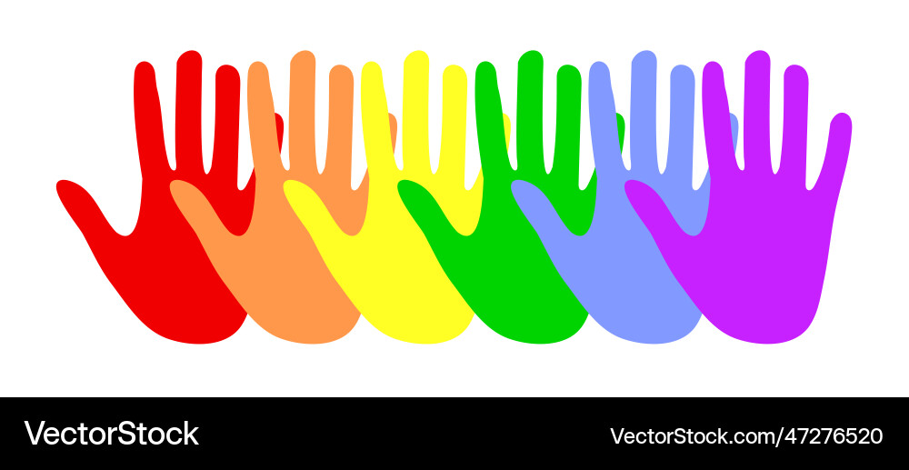 Colorful rainbow hands set pride flag symbol Vector Image