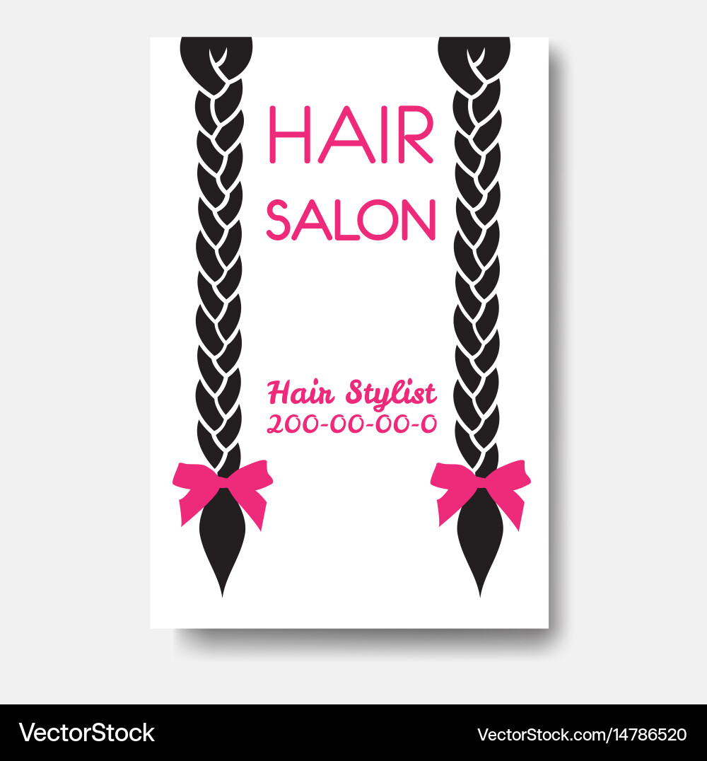 Design template with braids hair Royalty Free Vector Image