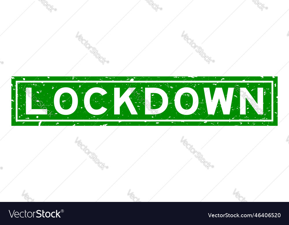 Grunge green lockdown word square rubber seal Vector Image