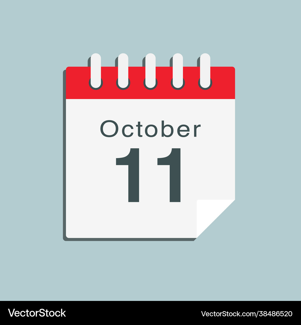 Icon day date 11 october template calendar page Vector Image