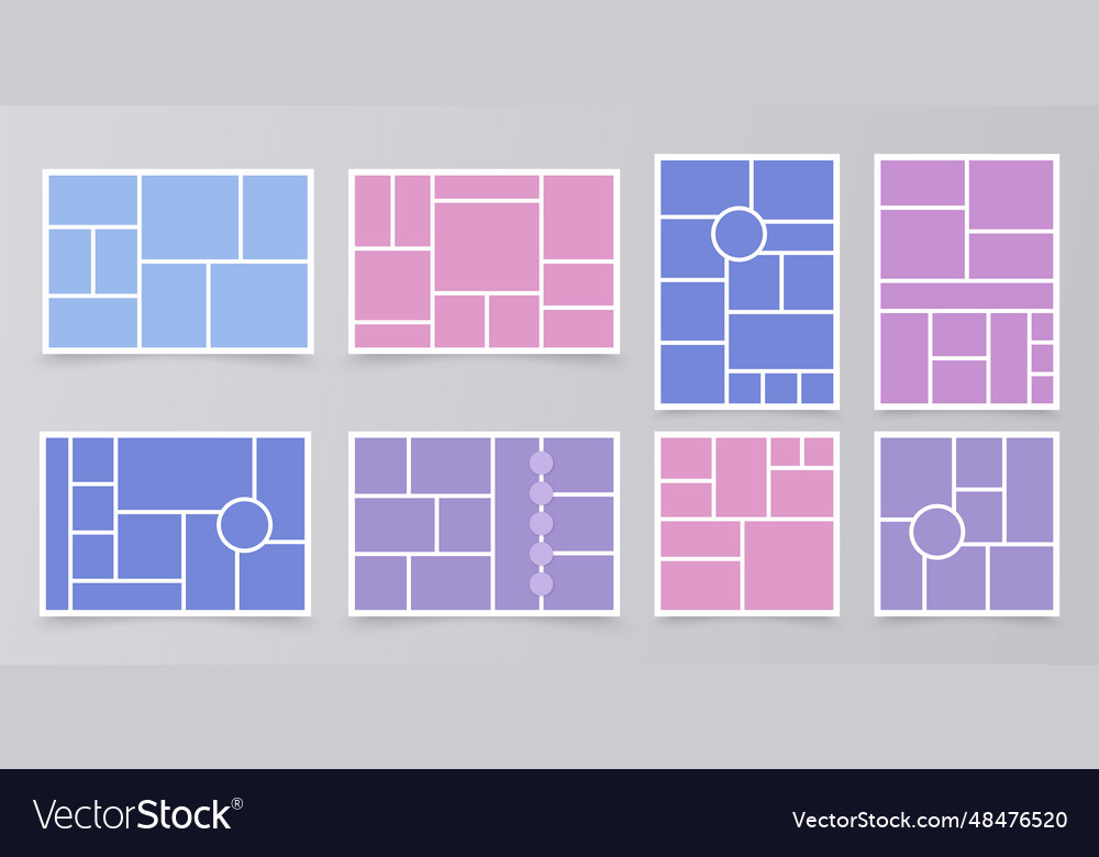 Moodboard Grids Collection Photo Collage Vector Image