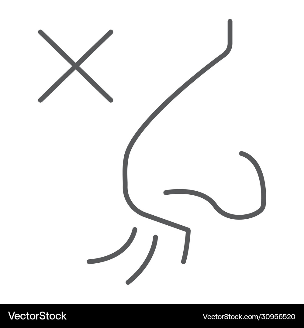 No smell symptom thin line icon infection Vector Image