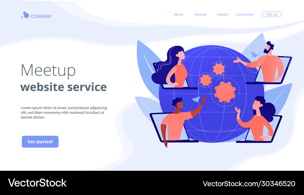 Online meetup concept landing page Royalty Free Vector Image