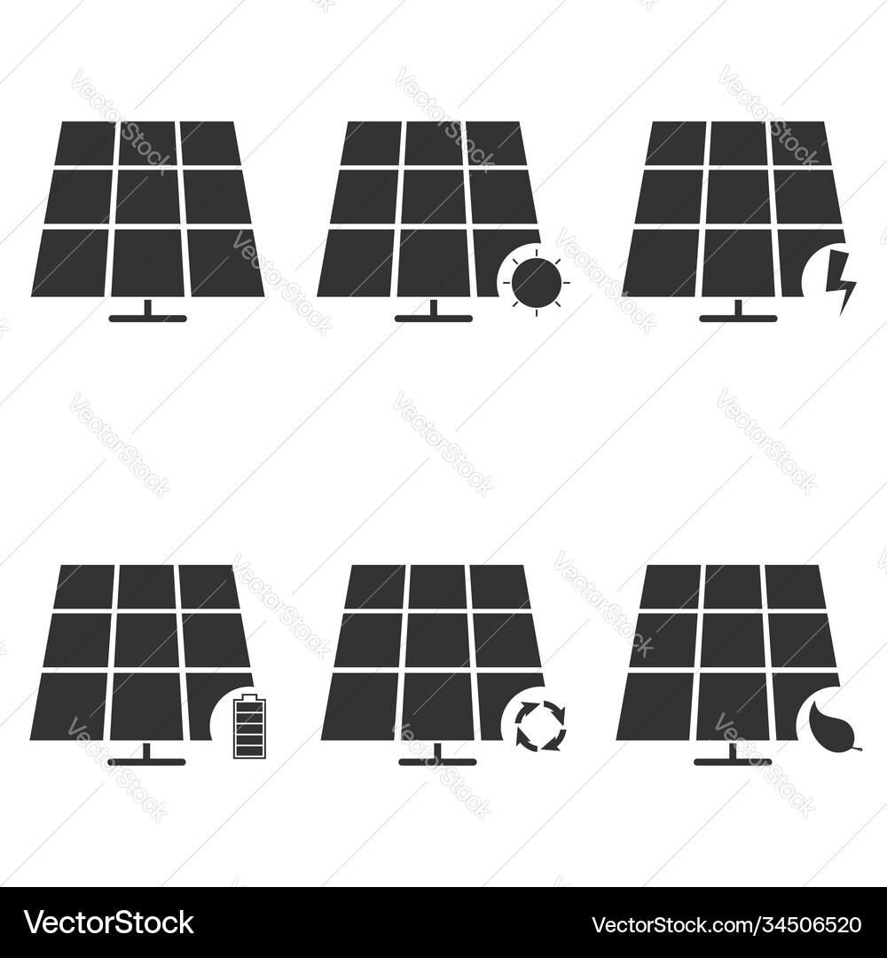Set icons on a theme solar energy Royalty Free Vector Image