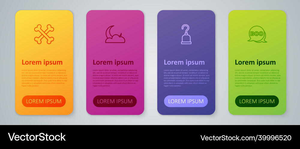 Set line pirate hook boo speech bubble crossed Vector Image